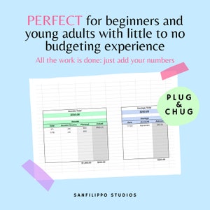 Colorful Monthly Budget Template for Beginners & Young Adults With ...