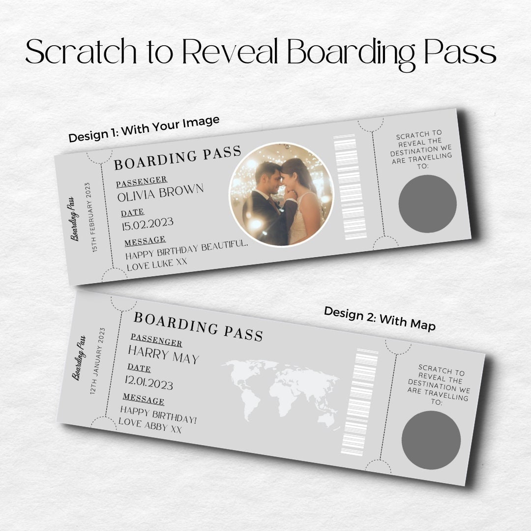 Scratch to Reveal Boarding Pass Present Personalised Boarding - Etsy