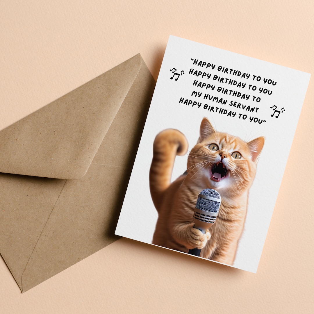 Funny Singing Cat Birthday Greeting Card Gifts for Her Gifts for Him ...