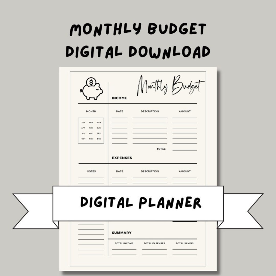 Monthly Budget Digital Download | Printable Download | Printable ...