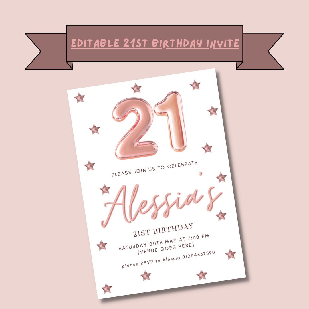 21st Birthday Invite | Editable Download | Download File | Invitations ...