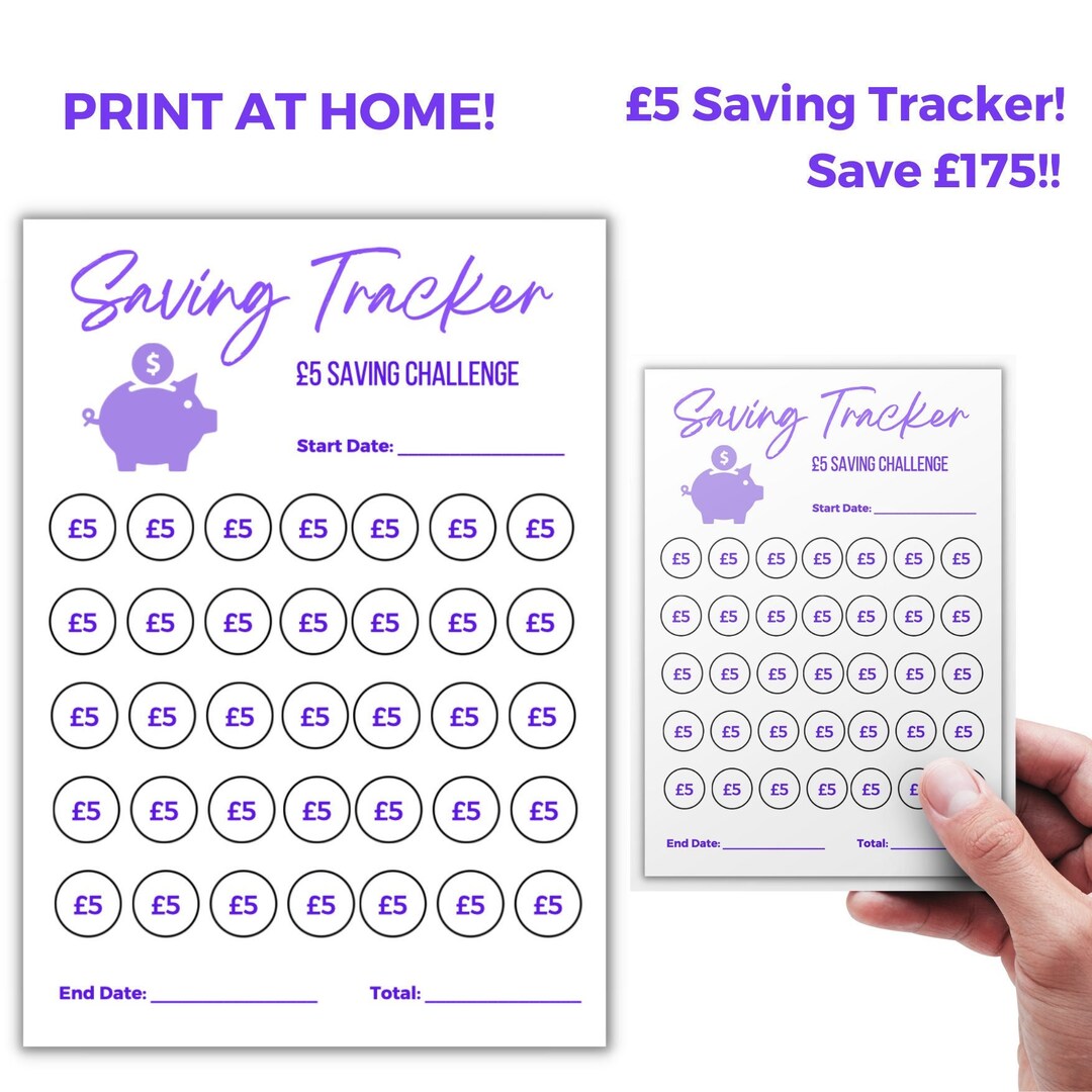 5 Pound Saving Challenge Printable Download | Saving Tracker | Saver ...