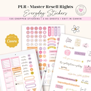 Everyday Digital Stickers, PLR Master Resell Rights, Canva Template ...