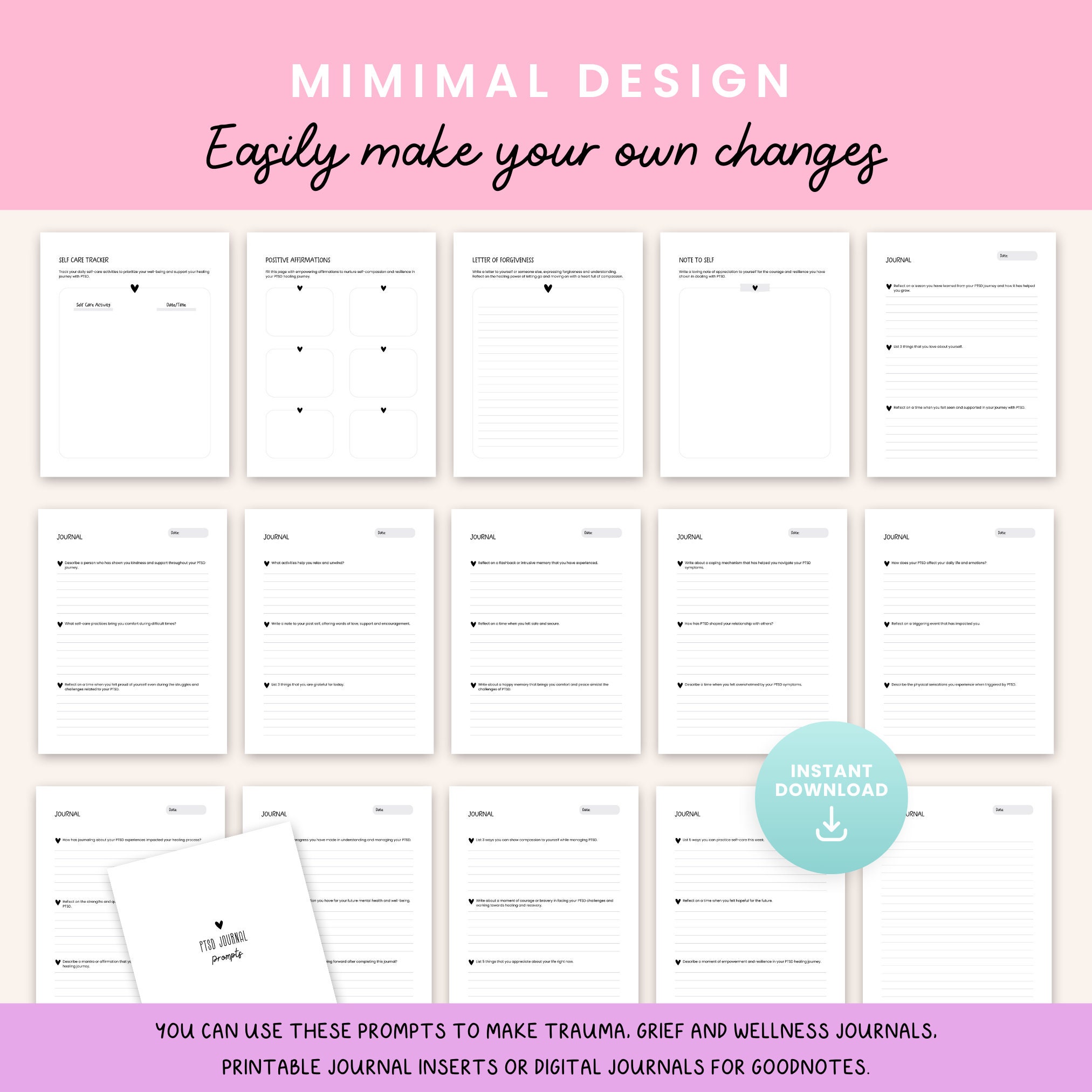 PTSD Journal Writing Prompts, PLR Resell, CPTSD Trauma Grief Anxiety ...