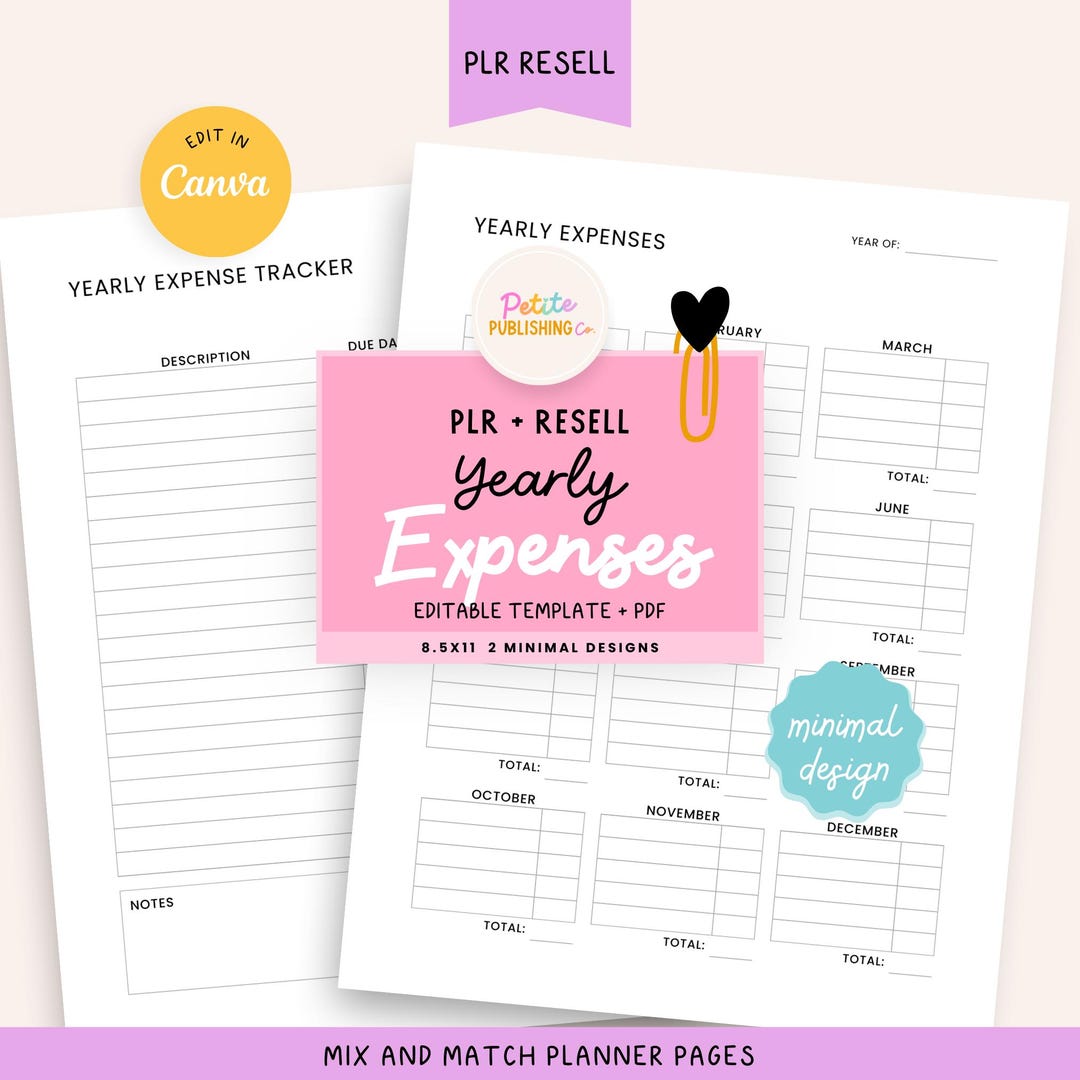 Yearly Expenses Printable PDF, Budget & Bills, Finance Planning ...