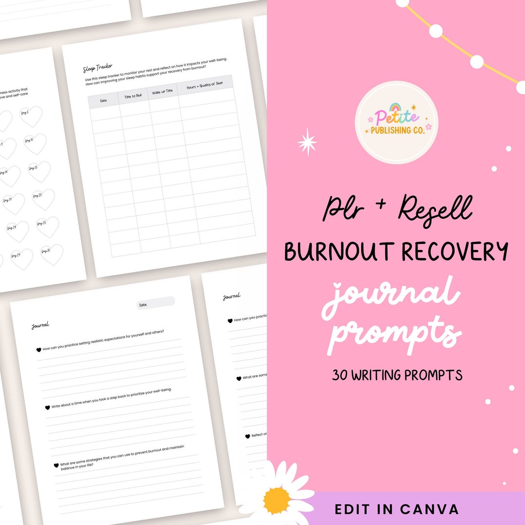 Burnout Recovery Journal Prompts, PLR MRR, ADHD, Therapy Workbook ...