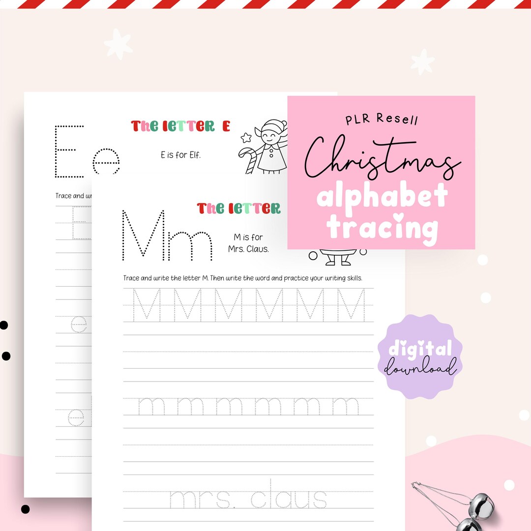 PLR Christmas Alphabet Tracing, Handwriting Practice Worksheets ...