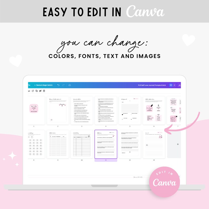 Self Love Journal With Prompts, PLR Resell, Positive Affirmations ...