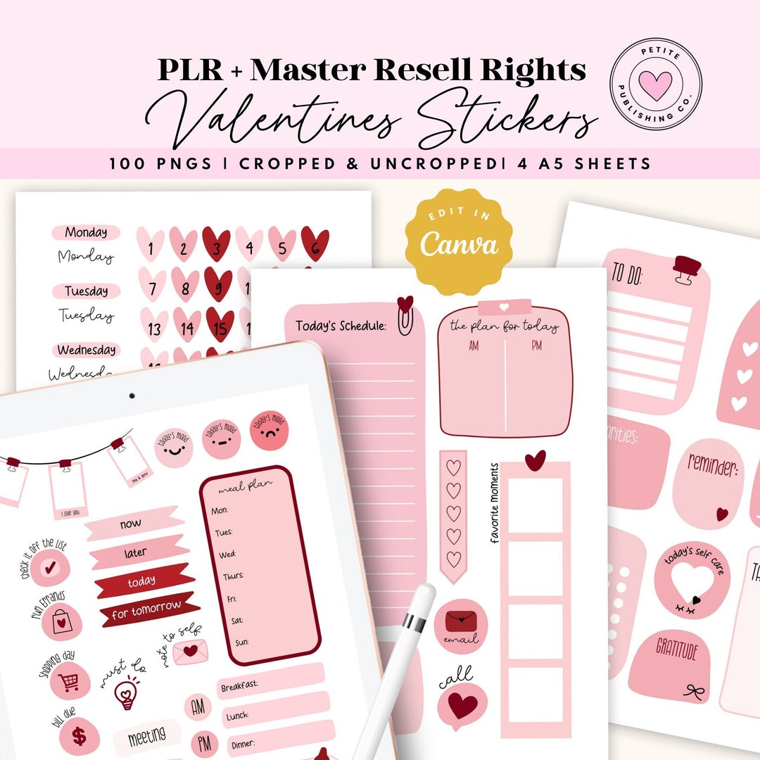 Valentines Stickers, PLR Resell, Everyday Digital Icons, February ...