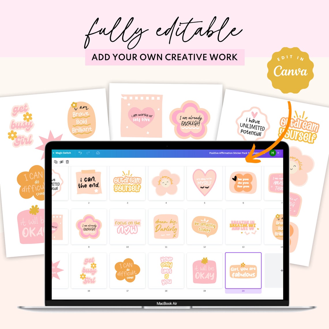 Positive Affirmation Sticker Pack, PLR Resell, PNG Quotes, Kindness ...