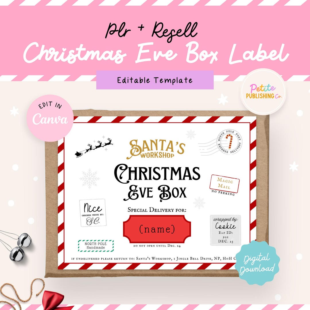 Christmas Eve Box Label Printable, Editable Canva Template, North Pole ...