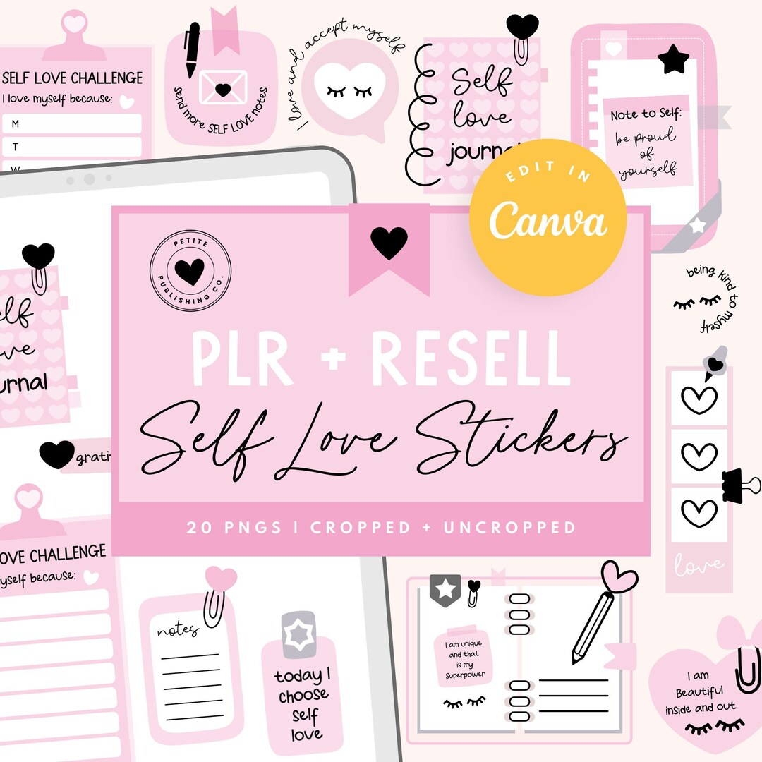 Self Love Stickers Sheets, PLR Resell, Positive Affirmation, Mental ...