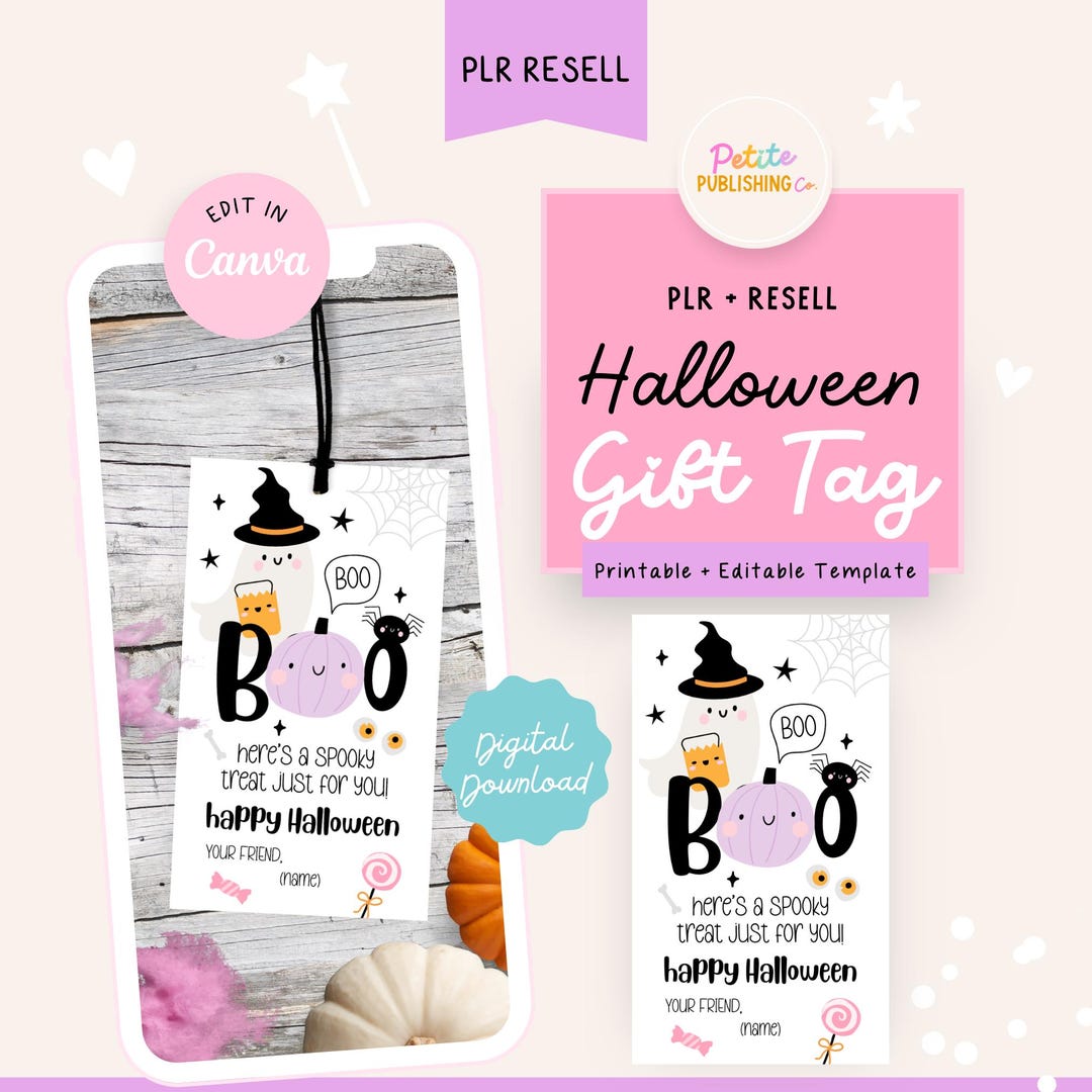 Halloween Gift Tag Printable, Editable Canva Template, Cute Ghost ...