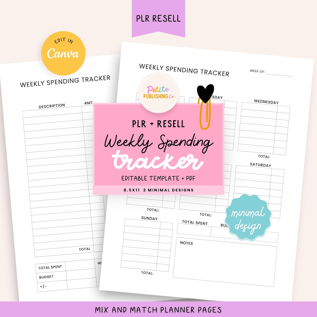 Weekly Spending Tracker Printable, Budget and Expenses, Finance ...