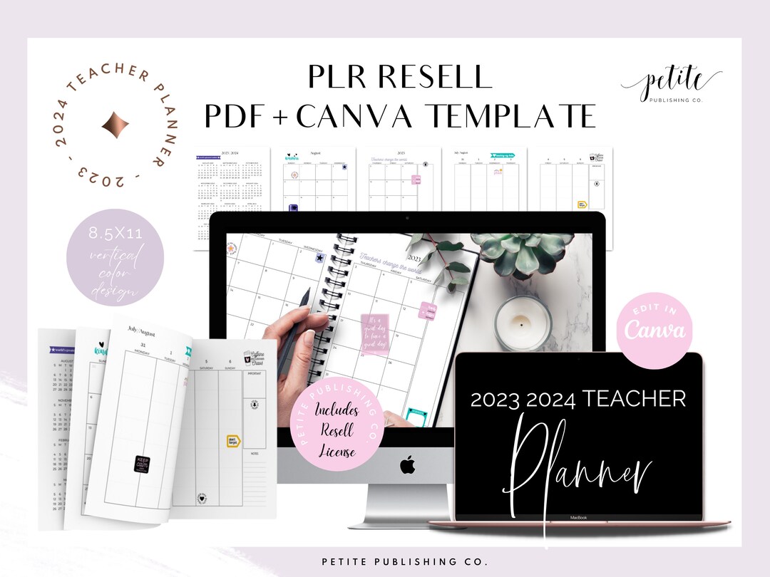 PLR 2023 2024 Teacher Planner Printable PDF, Canva Template, Academic ...