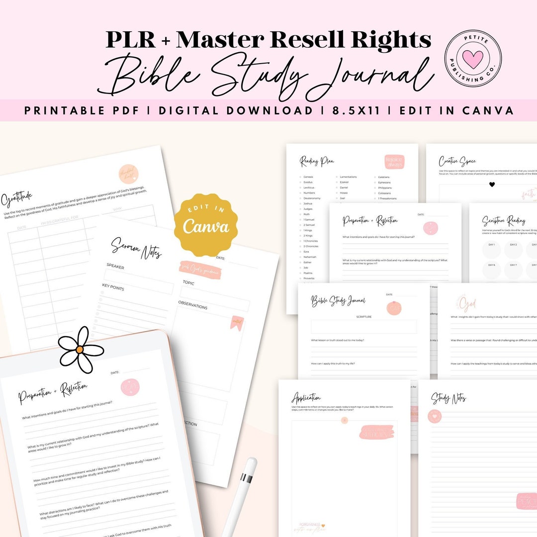 Bible Study Journal Printable, PLR Resell, Faith Prayer Daily ...