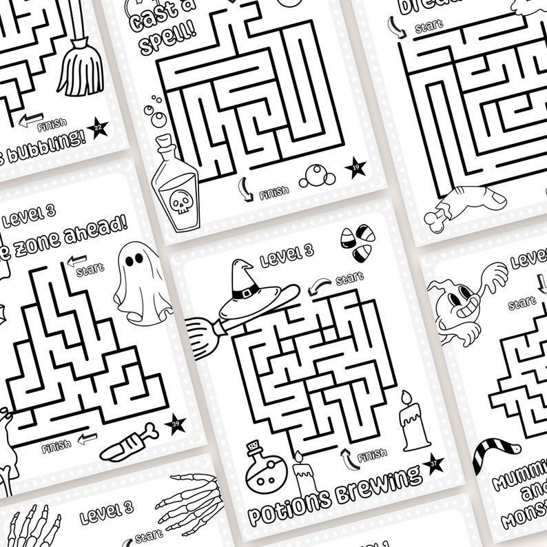 Halloween Coloring and Maze Pages for Kids Printable PDF, PLR License ...