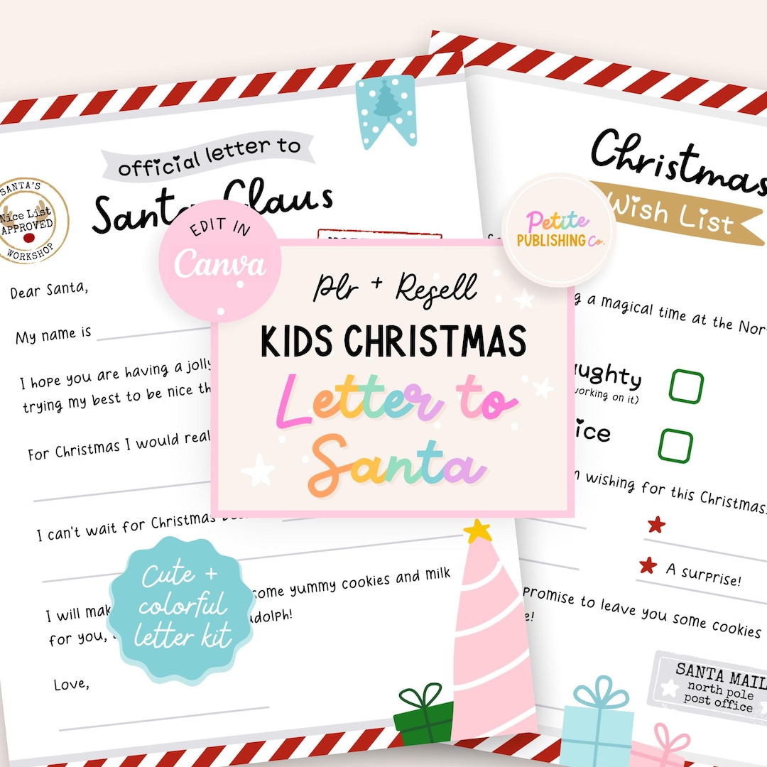 Letter to Santa Kit, Christmas Wish List, Envelope + Mailing Label ...