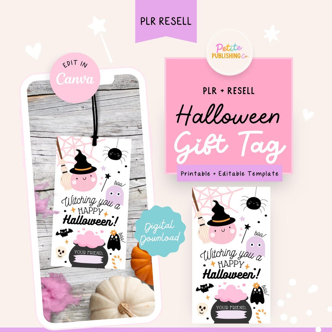 Halloween Gift Tag Printable, Editable Canva Template, Witching You a ...