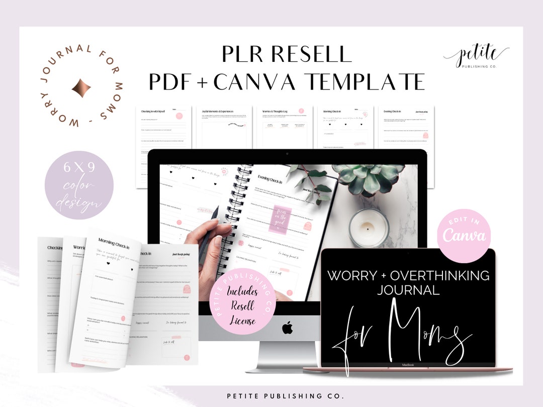 PLR Worry Journal for Moms Printable PDF, Canva Template, Mental Health ...
