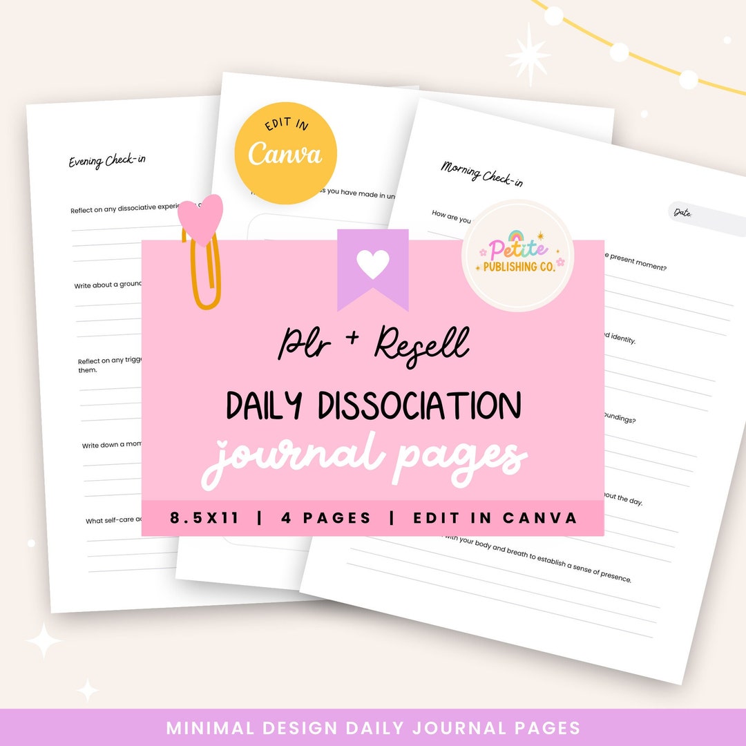 Dissociation Journal Pages, PLR Resell, Guided Writing Prompts, Therapy ...