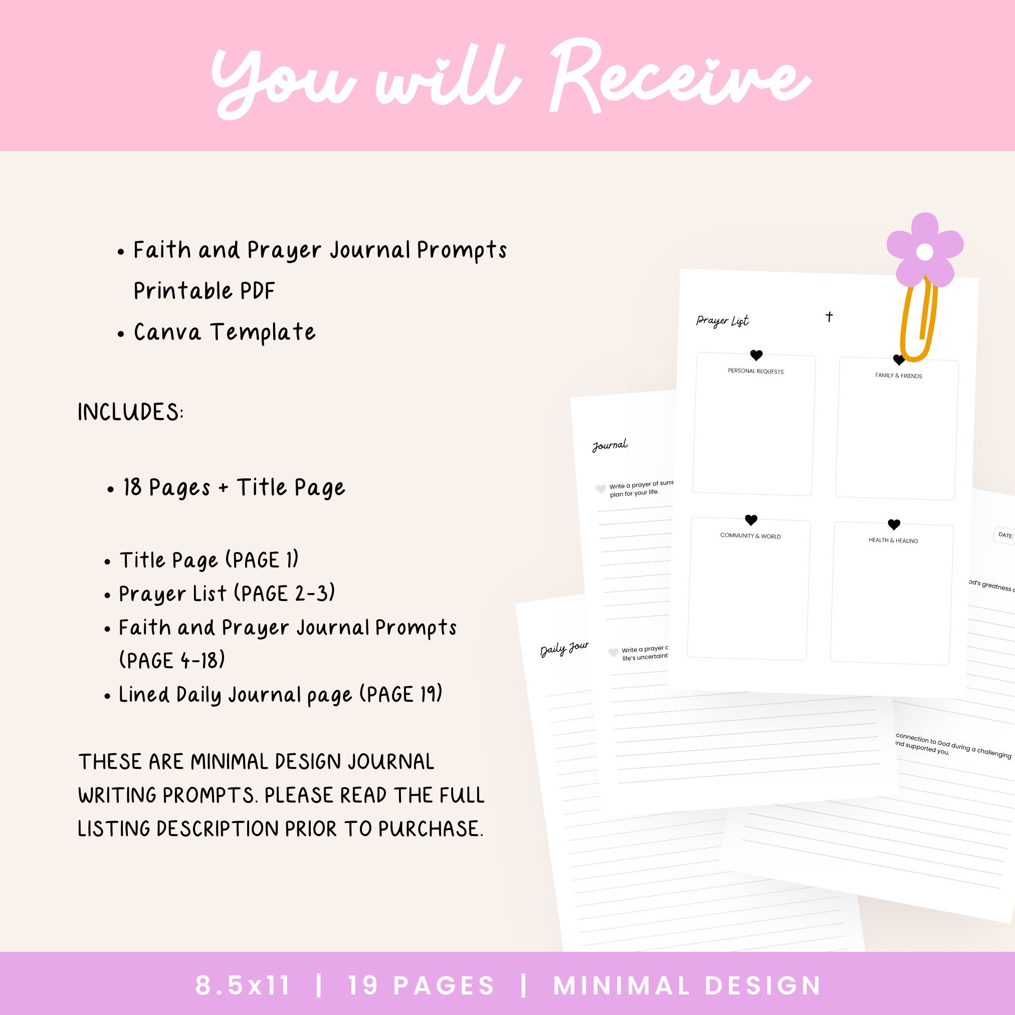 Faith and Prayer Journal Prompts, PLR Resell, Faith Based, Canva ...