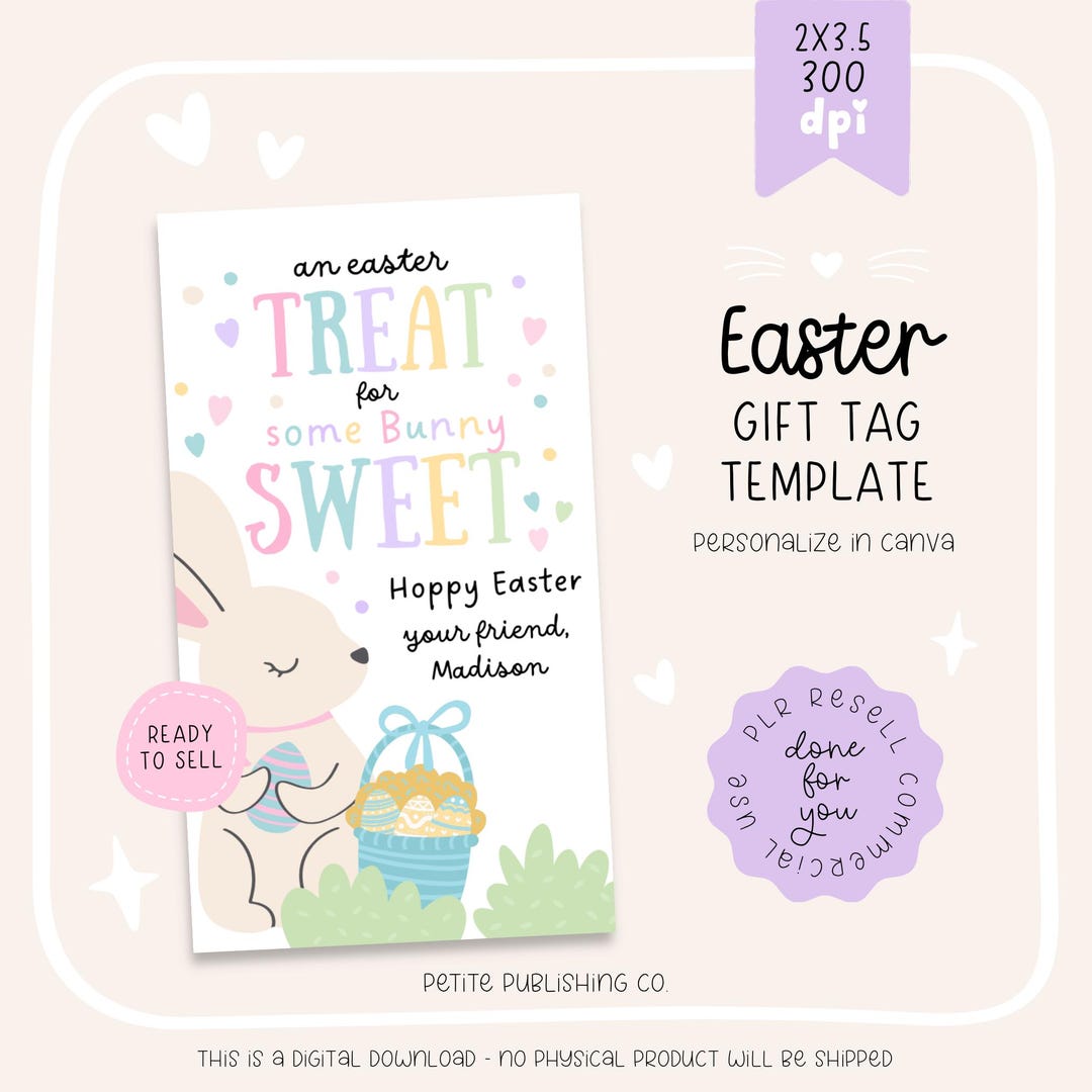 Editable Easter Gift Tag, PLR Canva Template, Classroom Treat Bag ...