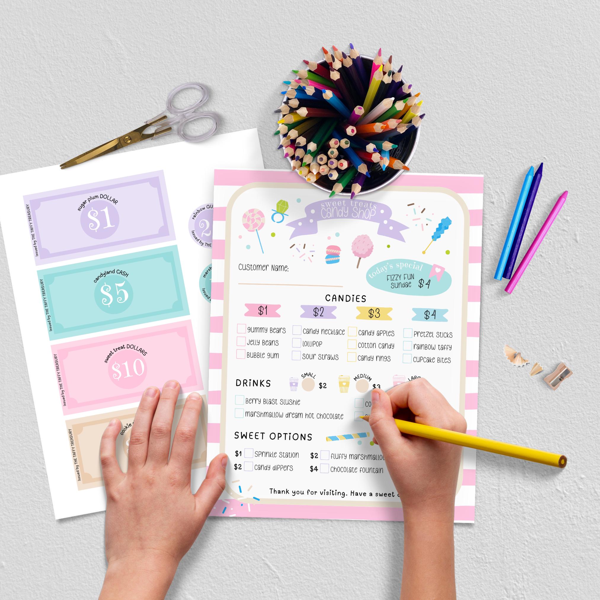 Pretend Play Candy Shop Printable, PLR Resell, Summer Playtime Activity ...