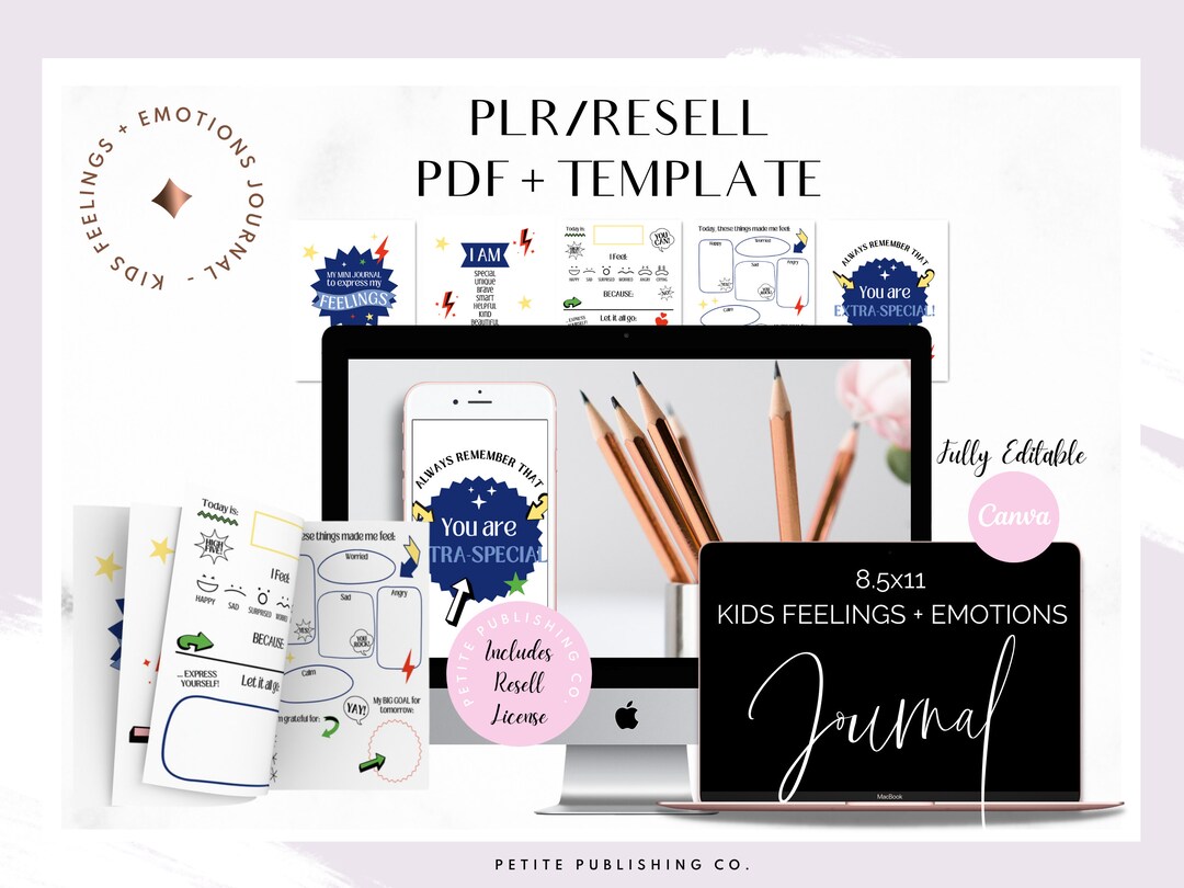 PLR Kids Feelings and Emotions Journal Printable PDF, Canva Template ...