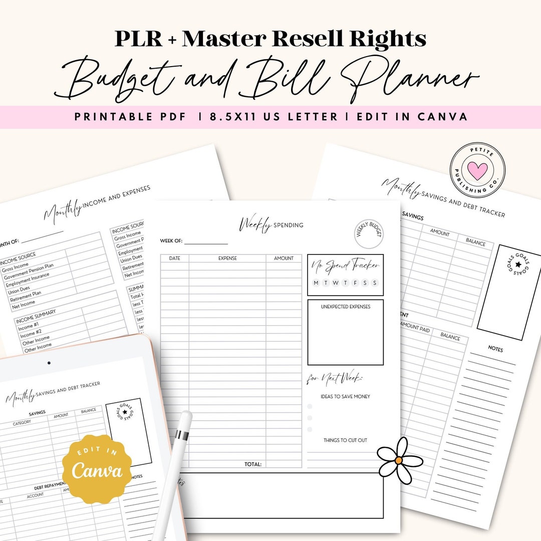 Budget and Bill Planner Printable PDF, Debt Tracker, Finance Organizer ...