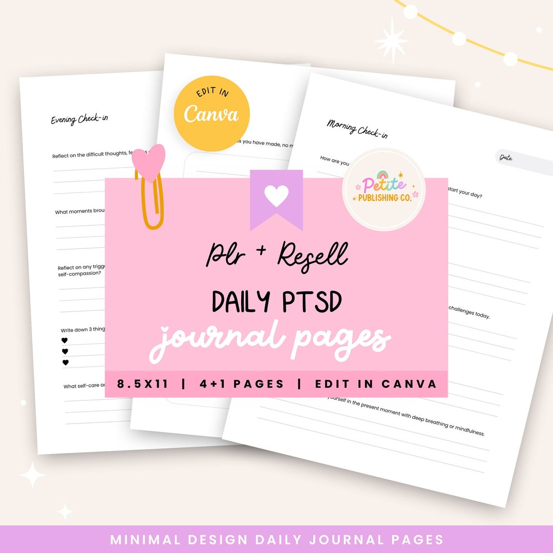 PTSD Journal Pages, PLR Resell, Daily Guided Writing Worksheet, Canva ...