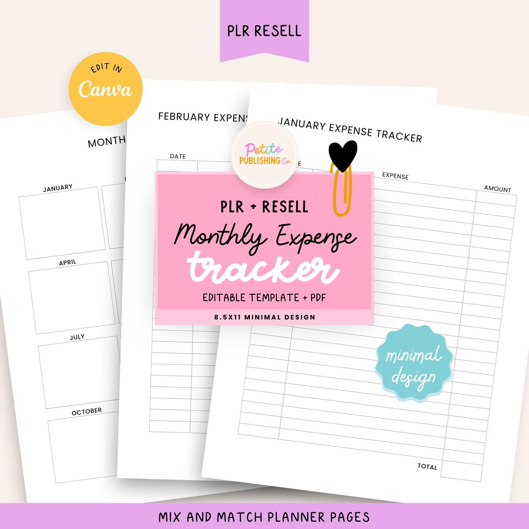 Monthly Expense Tracker Printable PDF, Budget Bill & Finance Checklist ...