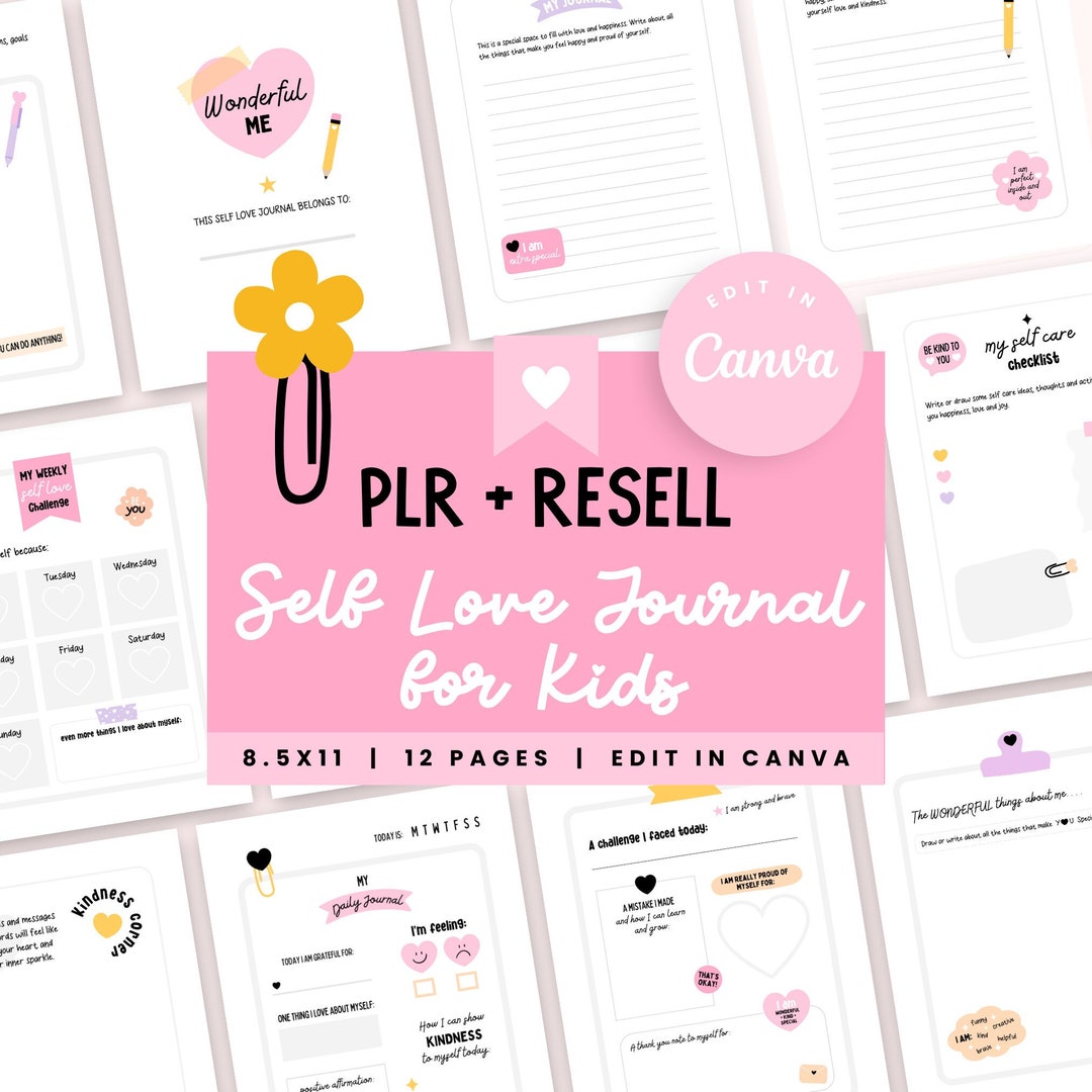 Self Love Journal for Kids, PLR Resell, Positive Affirmations, Mental ...