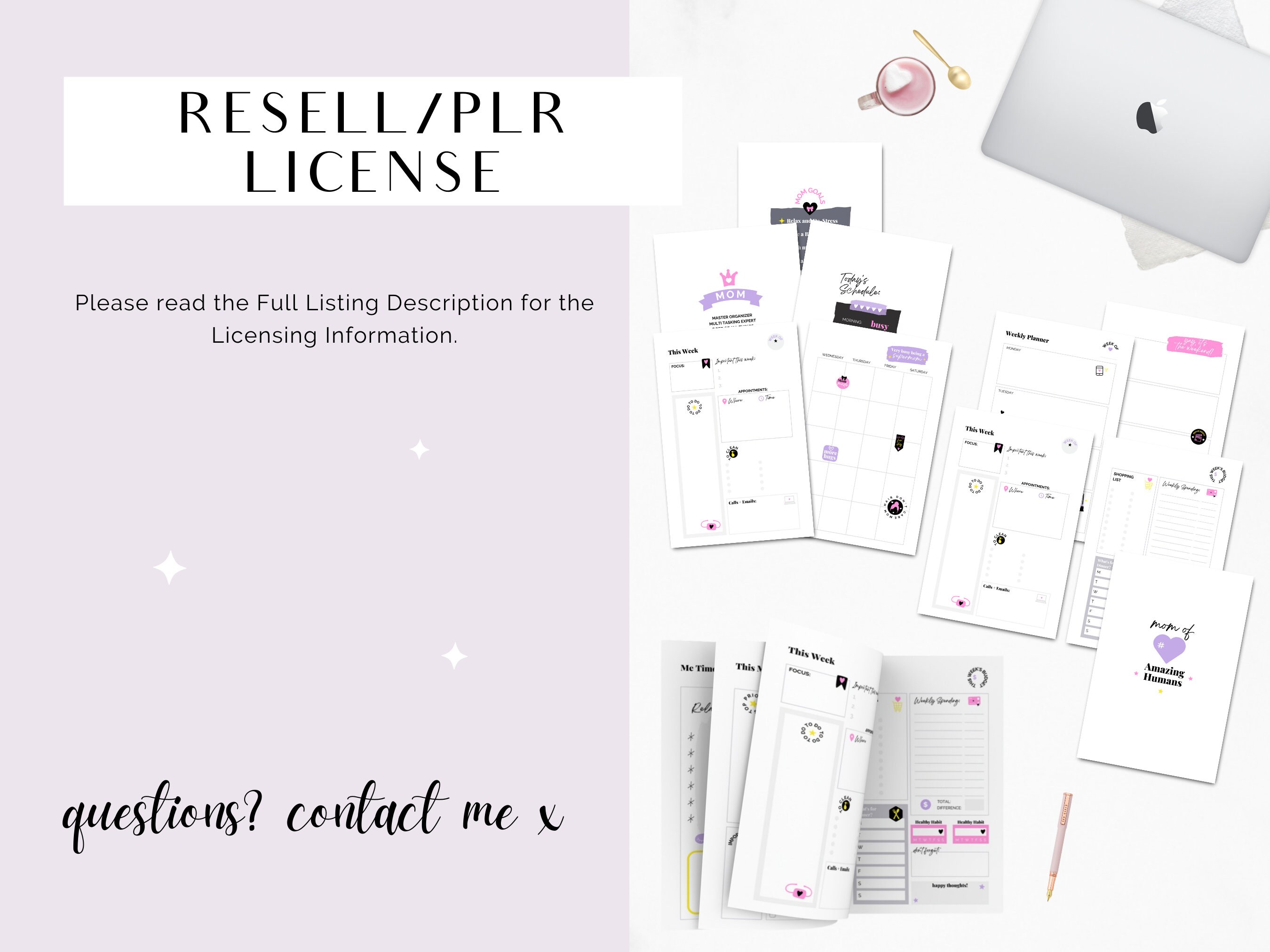 PLR Mom Planner Printable PDF, Canva Template, Monthly Weekly, Family, Self Care, Commercial ...