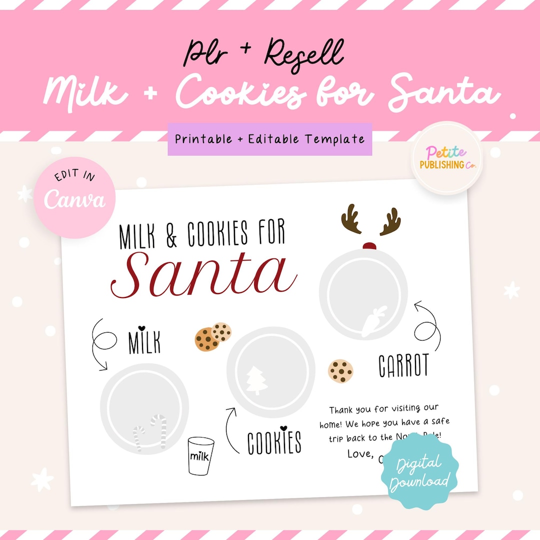 Printable Milk and Cookies for Santa Placemat, Christmas Eve Tradition ...