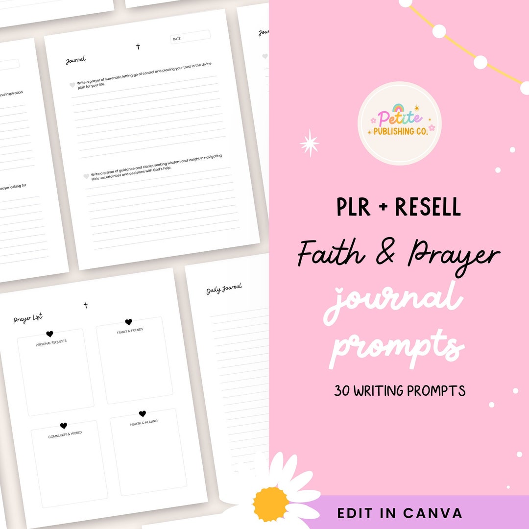 Faith and Prayer Journal Prompts, PLR Resell, Faith Based, Canva ...