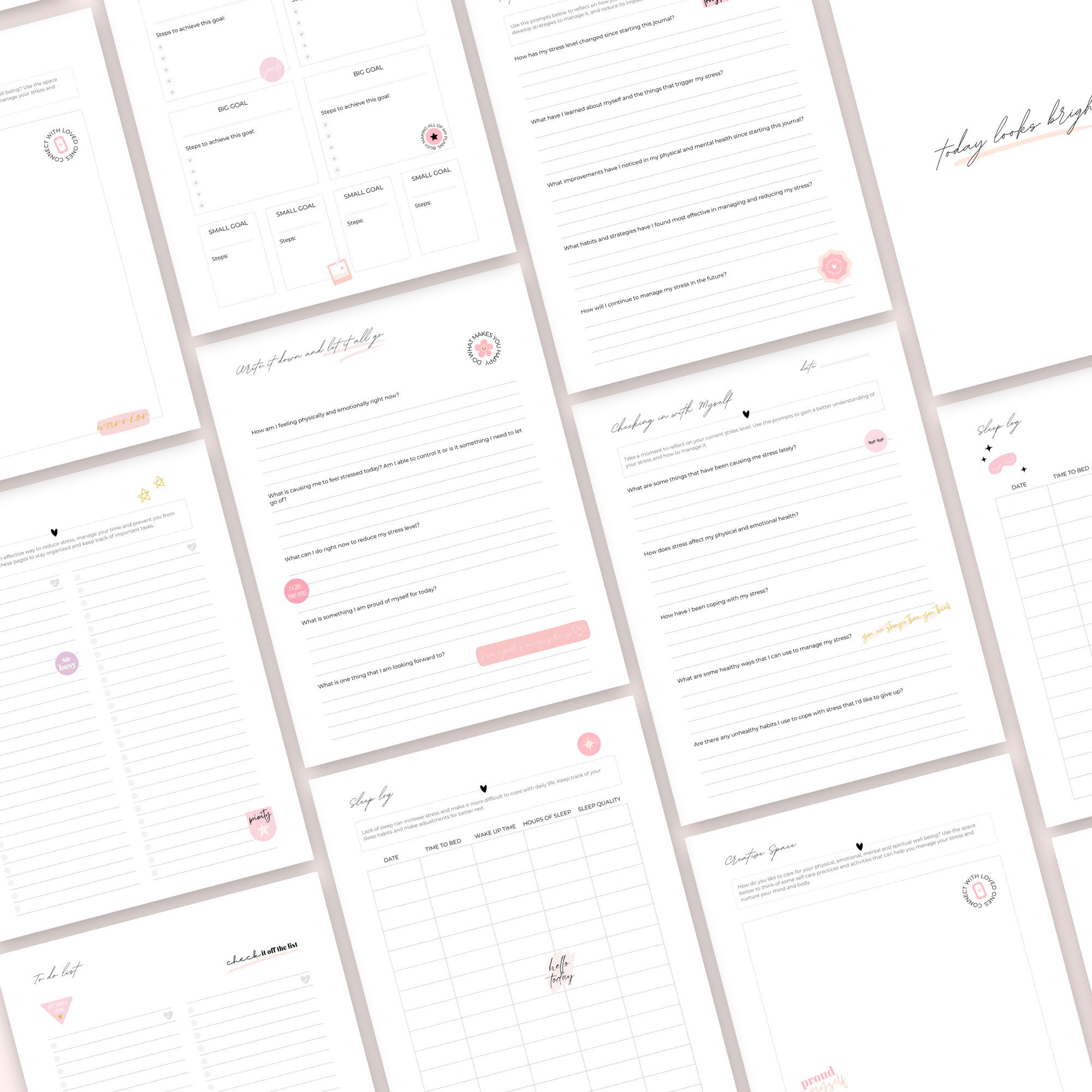 Stress Relief Planner and Journal Printable, PLR Resell, Canva Template ...