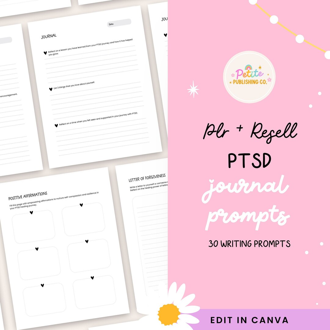 PTSD Journal Writing Prompts, PLR Resell, CPTSD Trauma Grief Anxiety ...