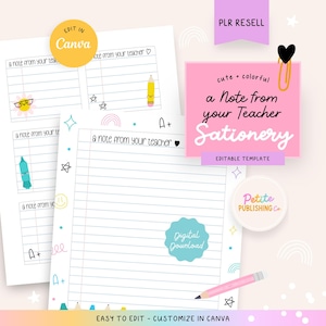 Teacher Notepaper Printable, Cute + Colorful Stationery, Notepad ...
