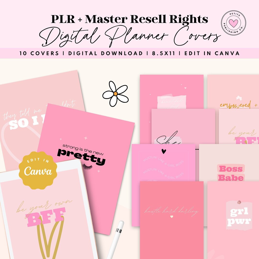 Digital Planner Covers, PLR Resell, Girl Power, Canva Template ...