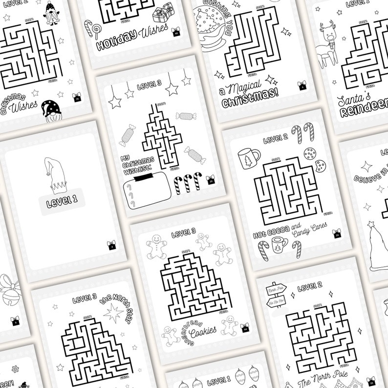 Christmas Coloring and Maze Pages for Kids Printable PDF, Activity ...