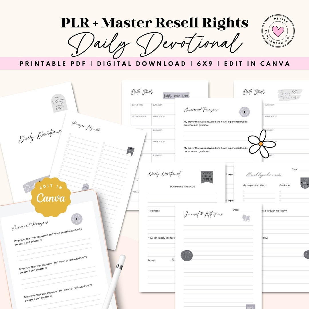 Daily Devotional Printable, PLR Resell, Pretty Prayer Faith & Bible ...