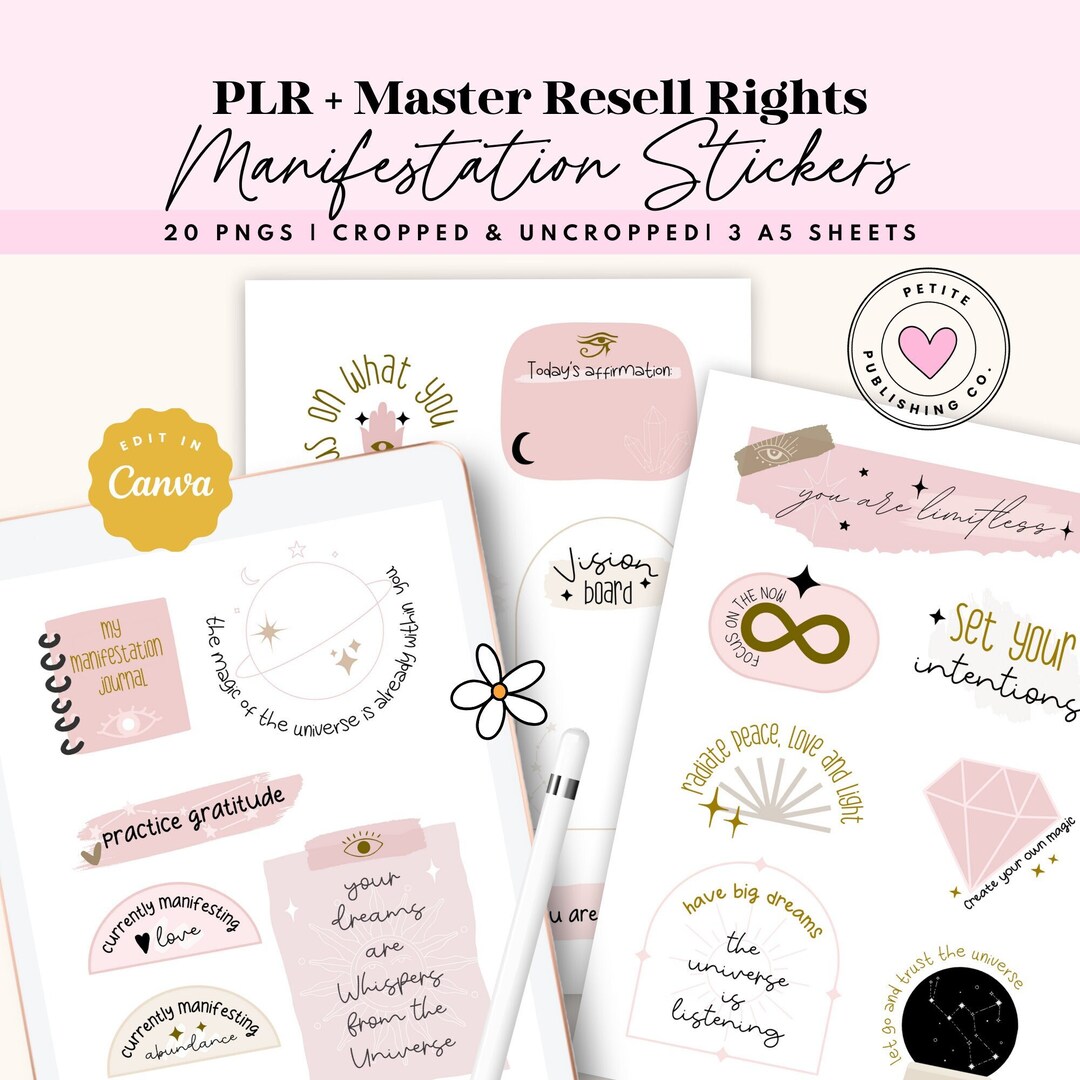Manifestation Stickers, PLR Resell, Vision Board, Positive Affirmation ...