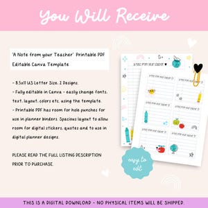 Teacher Notepaper Printable, Cute + Colorful Stationery, Notepad ...