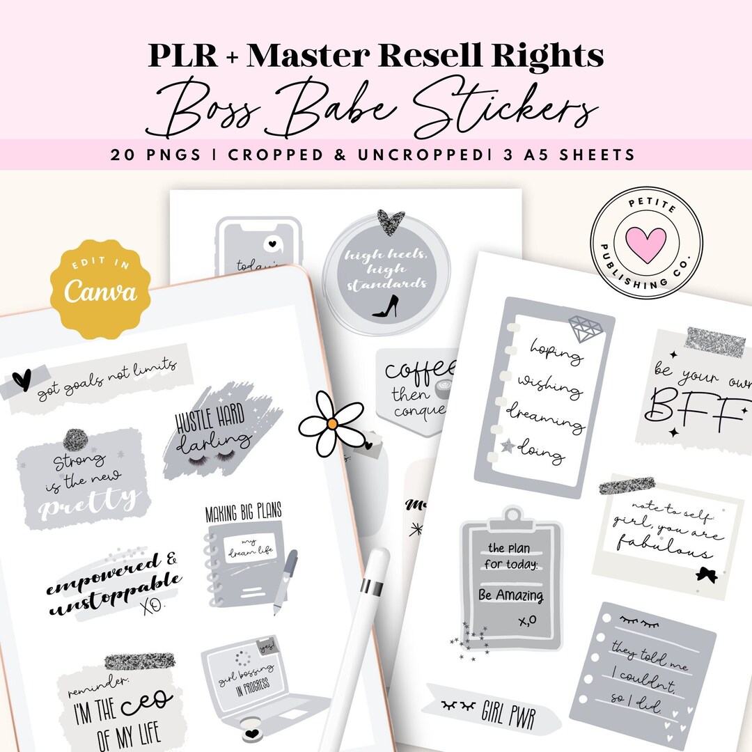 Boss Babe Stickers, PLR Resell, Girl Power PNG Female Empowerment ...