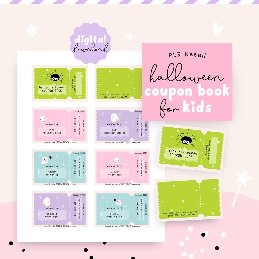Halloween Coupon Book for Kids Printable, Editable Canva Template, Non ...