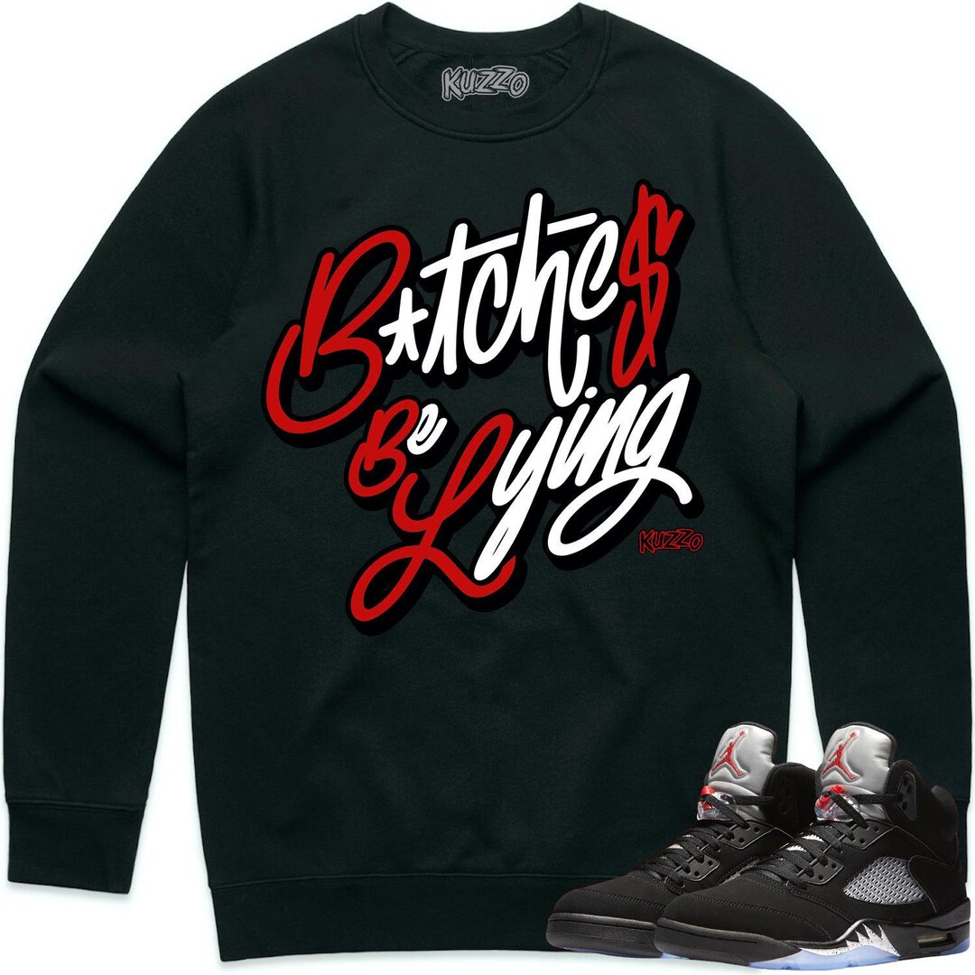 Black Metallic 5s Sweater to Match Jordan 5 Sneaker Tees BBL - Etsy