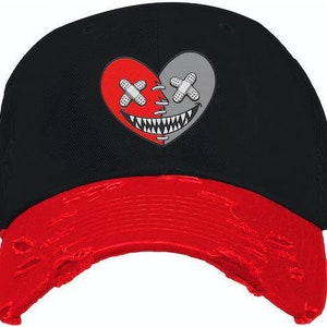 Jordan 4 Bred Reimagined 4s Dad Hat to Match RED HEART BAWS - Etsy