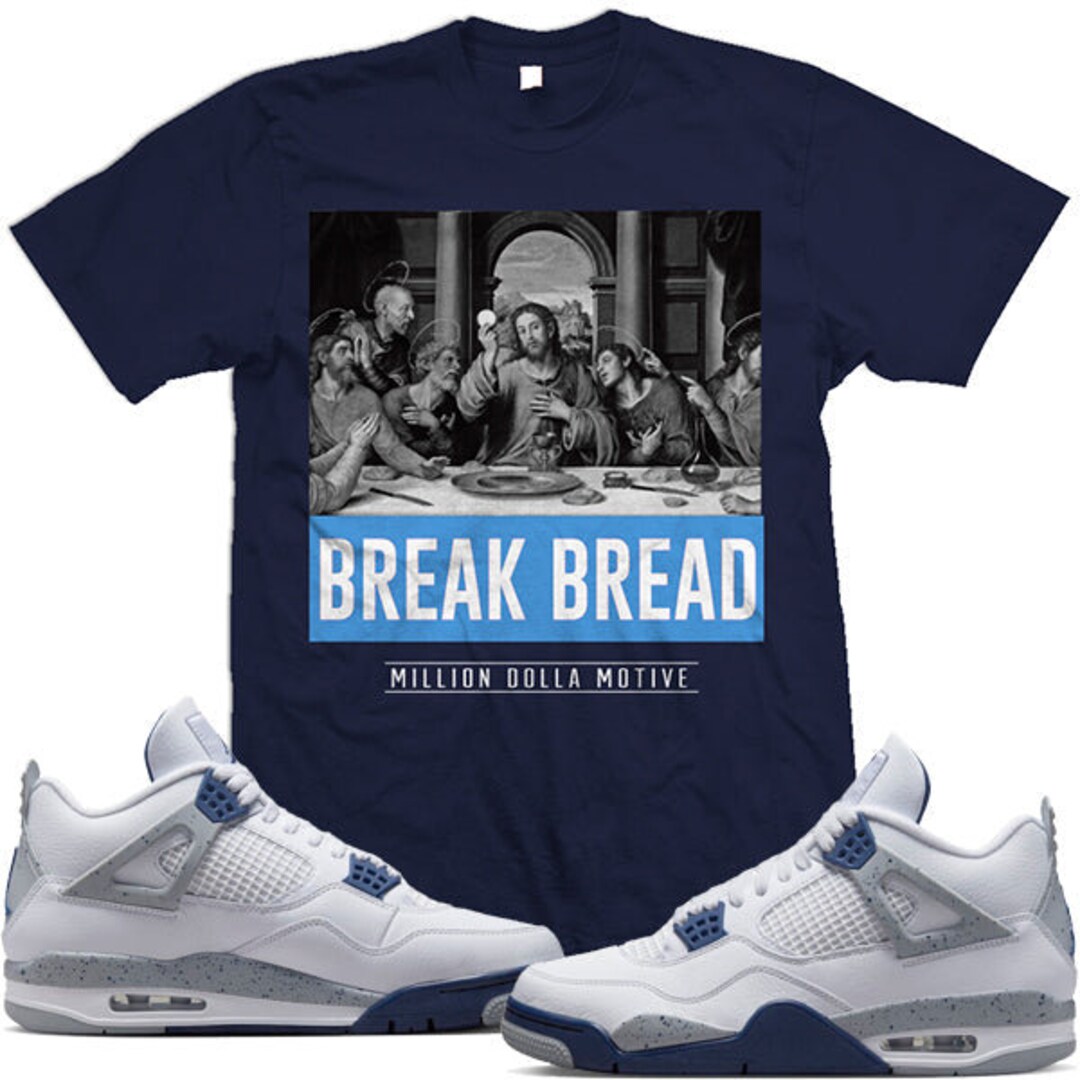 Jordan Retro 4 Midnight Navy Cement 4s Sneaker Shirt to Match : BREAK ...
