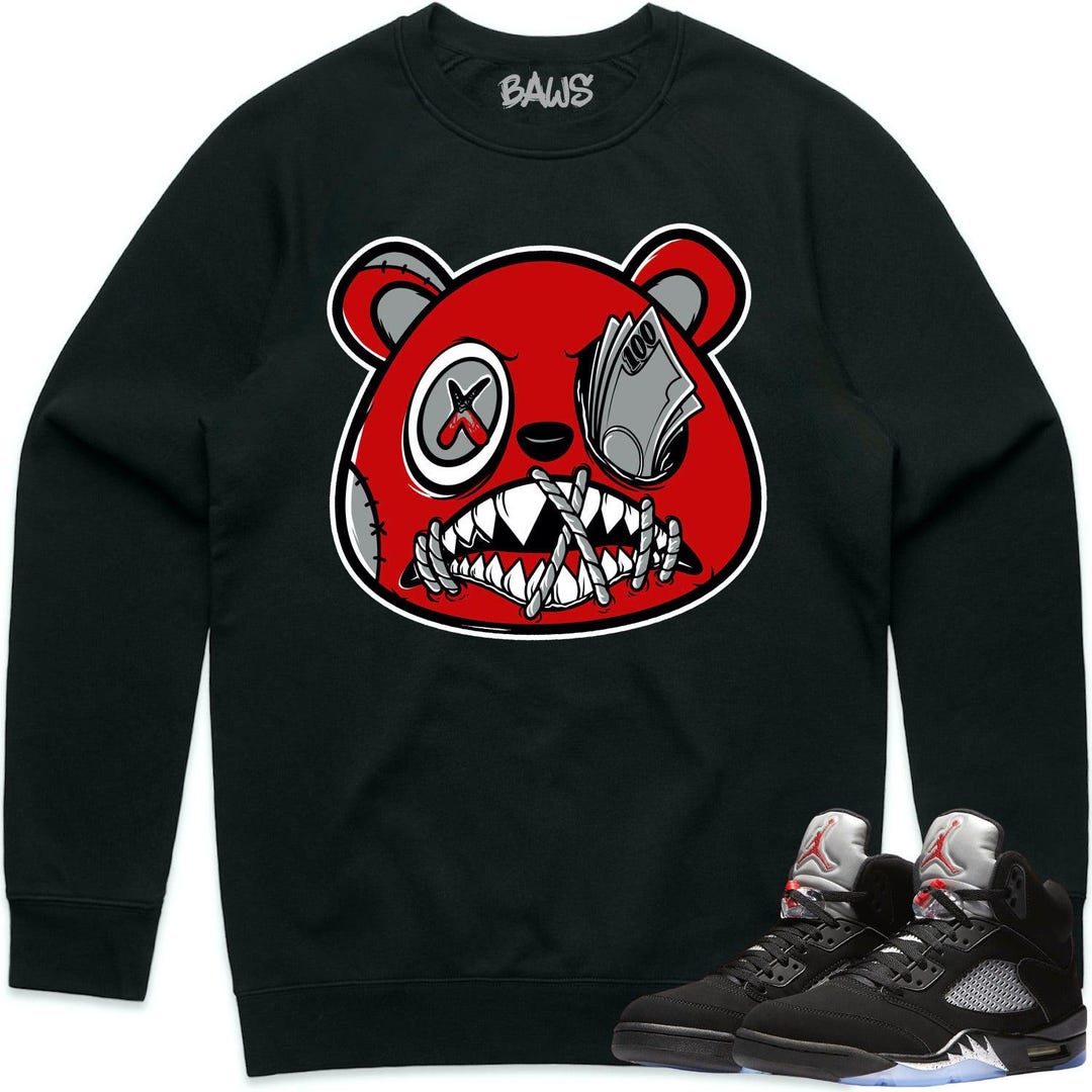 Black Metallic 5s Sweater to Match Jordan 5 Sneaker Tees Money Talks ...